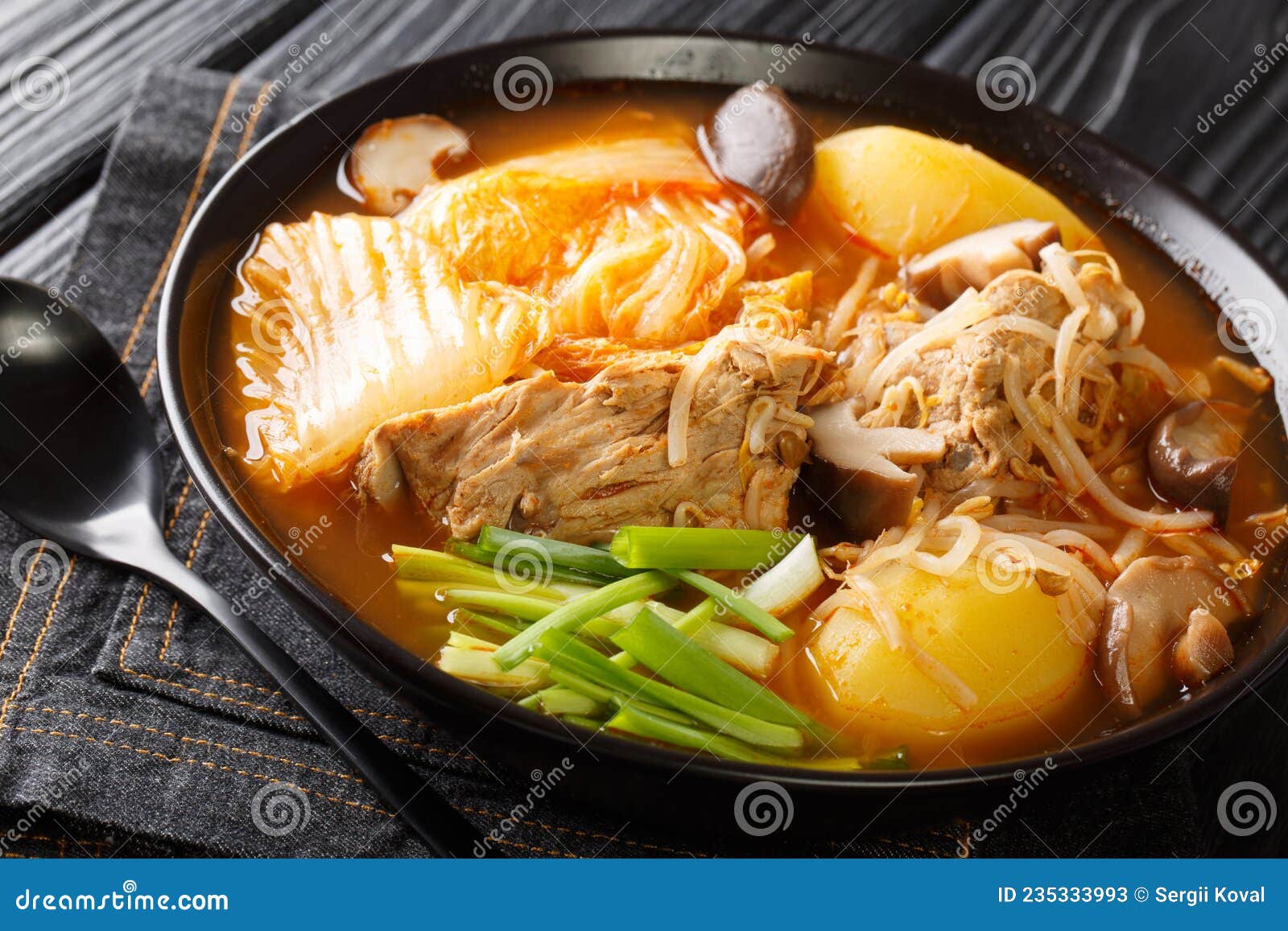 Gamja-tang Or Pork Backbone Stew Is A Spicy Korean Soup Close Up In The ... Gamja-tang Or Pork Backbone Stew Is A Spicy Korean Soup Close Up In The ...