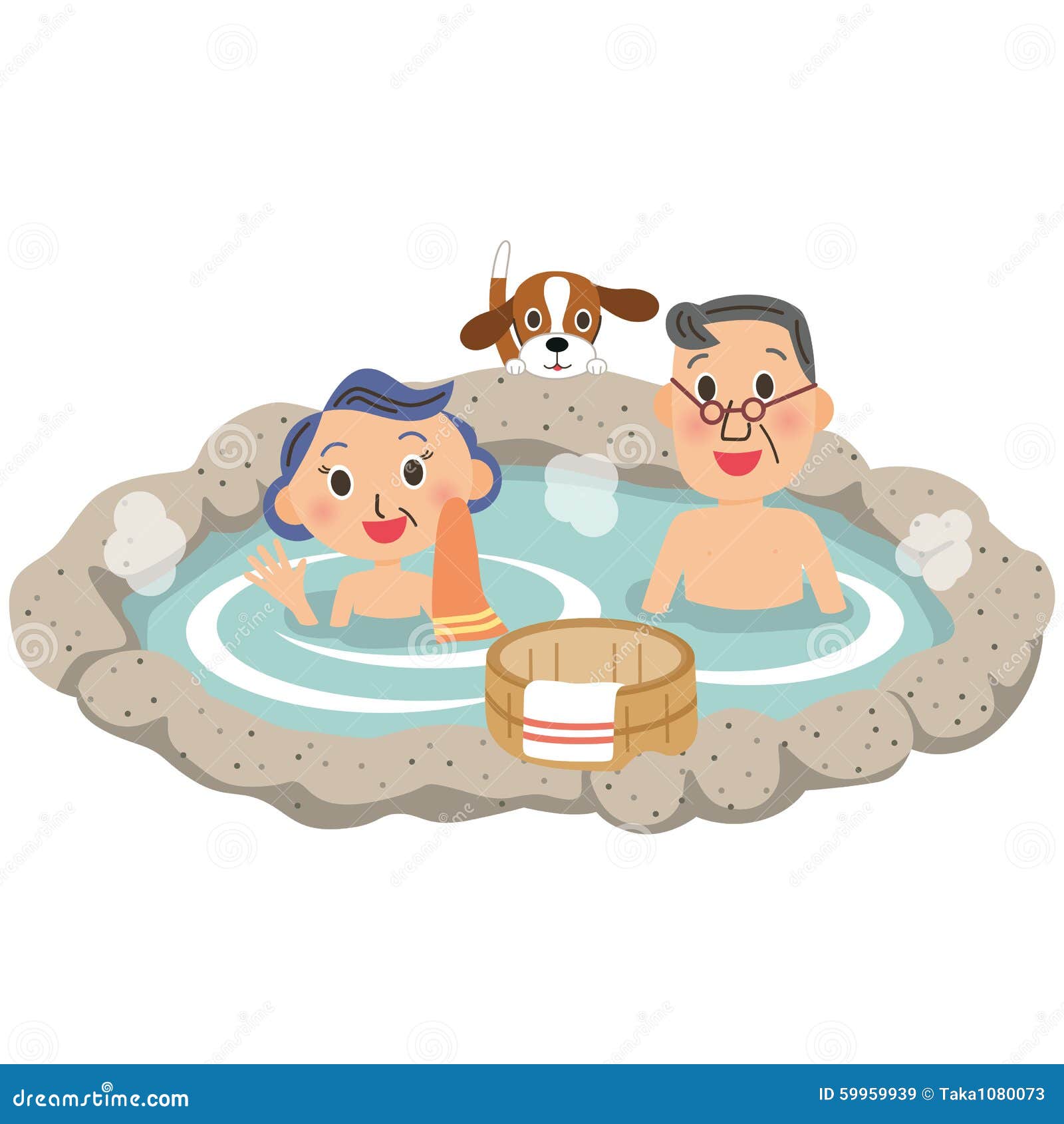 Gamla par och en varm vår vektor illustrationer. Illustration av ...