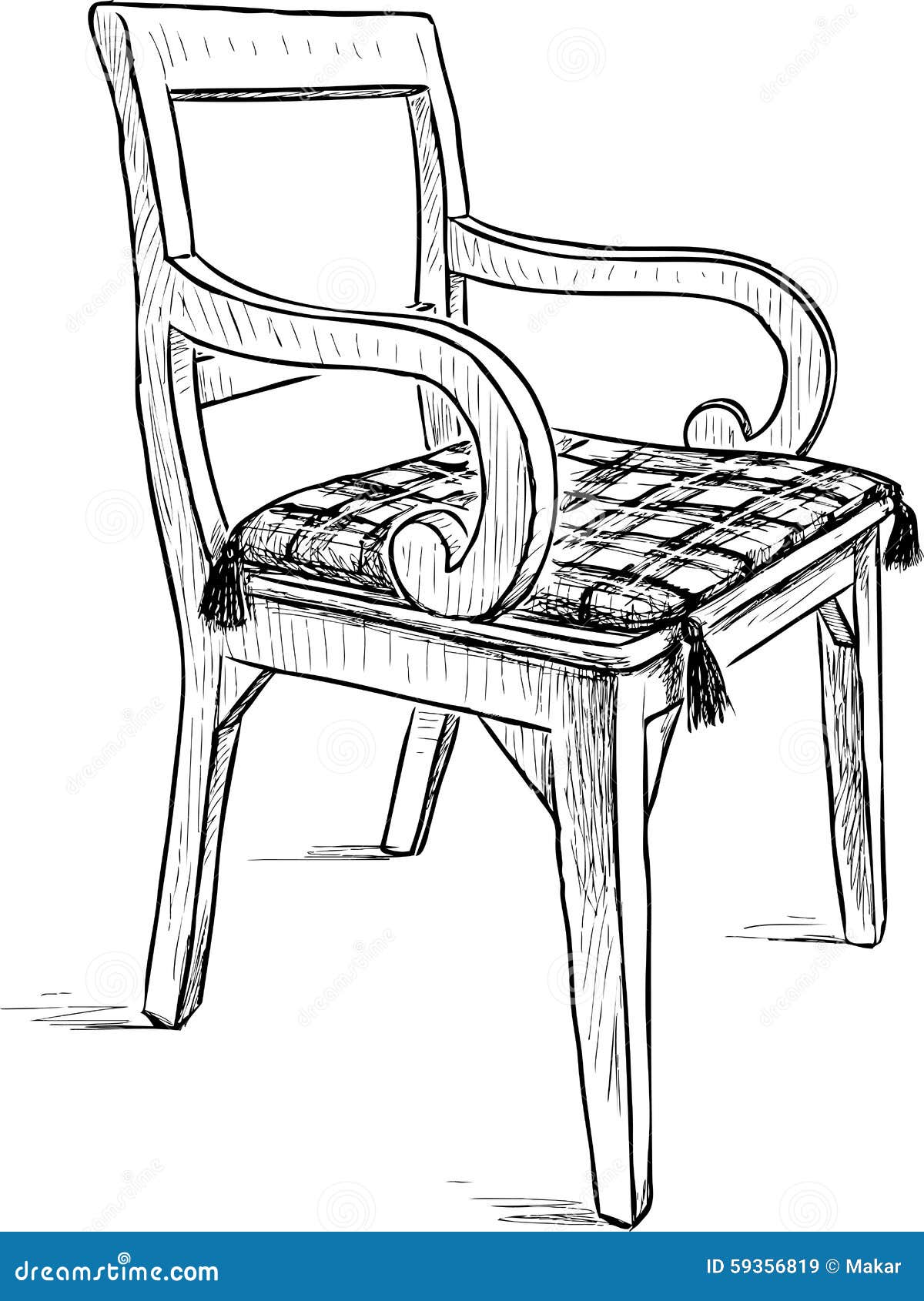 Gammal lantlig stol vektor illustrationer. Illustration av skissa ...