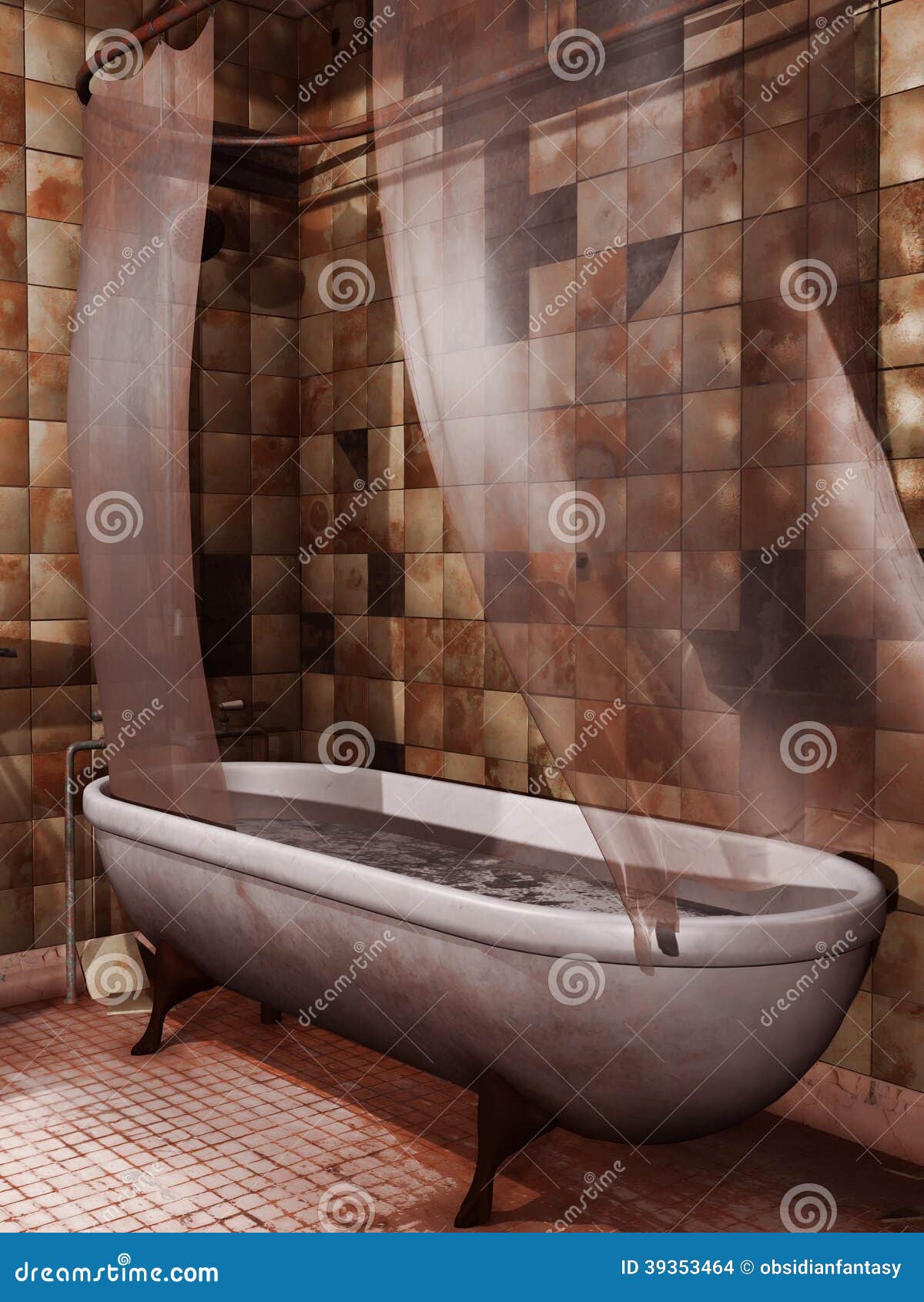 Gammalt badkar med blod stock illustrationer. Illustration av inre ...