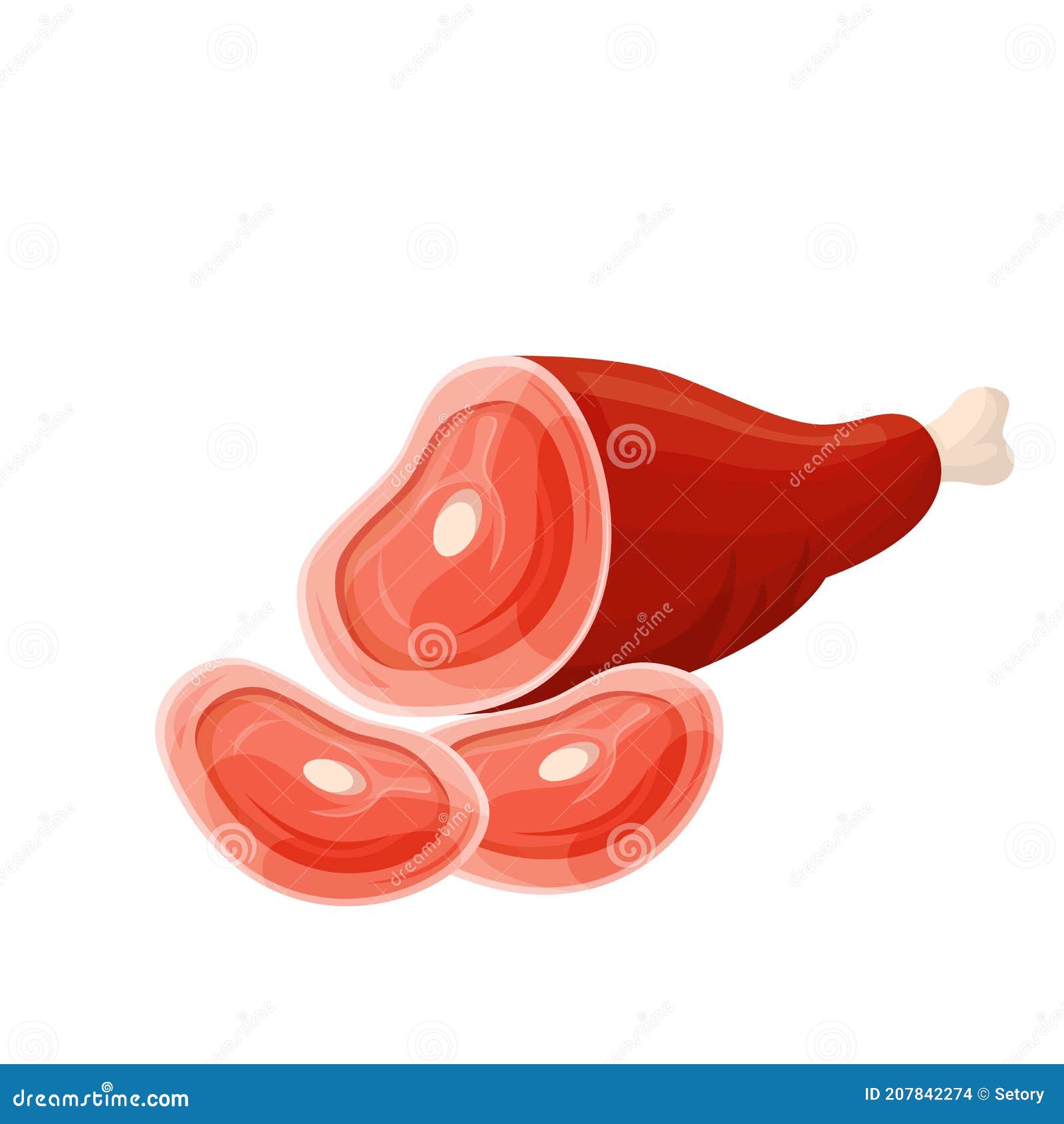 Gammon cartoon icon. stock illustration. Illustration of food - 207842274