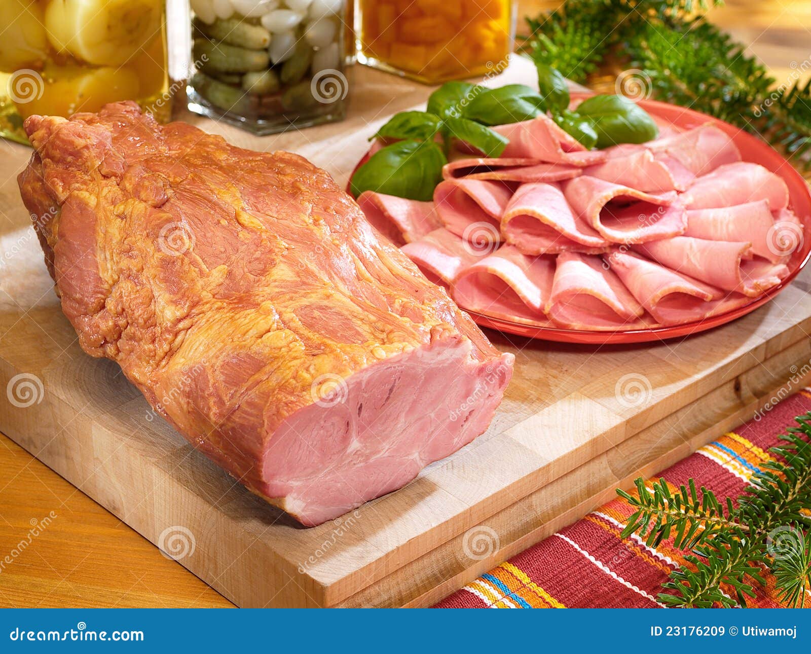 Gammon on a Cutting Board with Preserves Stock Image - Image of cuts ...