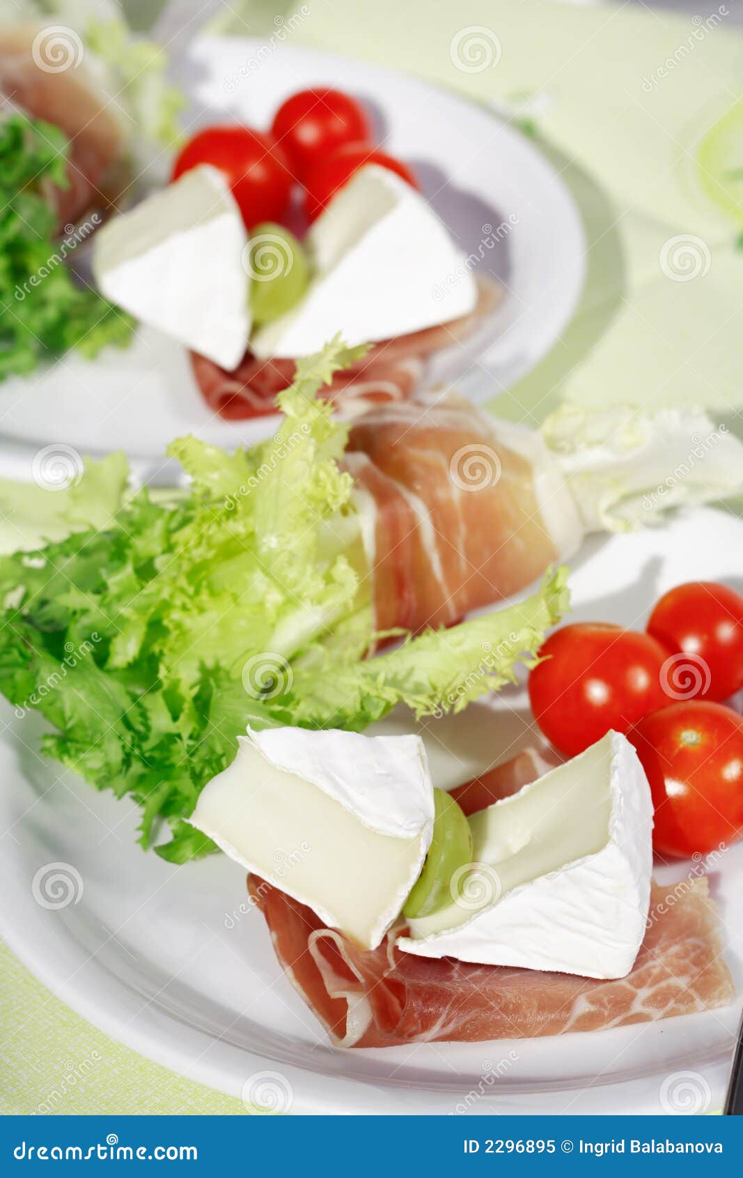 Gammon on Salad with Cheese Stock Image - Image of grapes, patio: 2296895