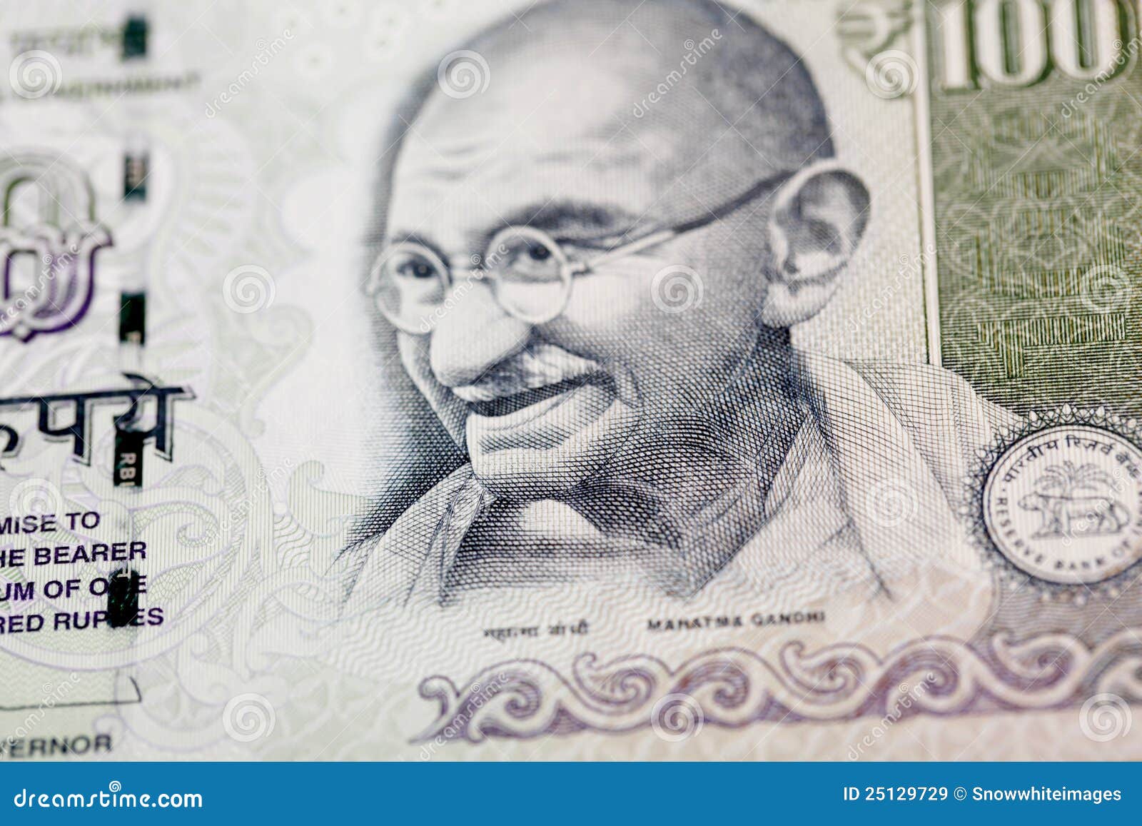 Gandhi on Hundred Rupee Note Stock Image - Image of banknote, expense ...
