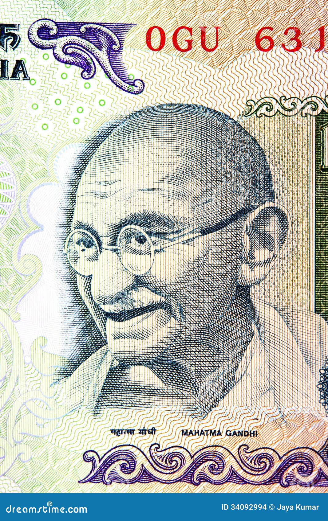 Gandhi on rupee note stock photo. Image of father, detail - 34092994