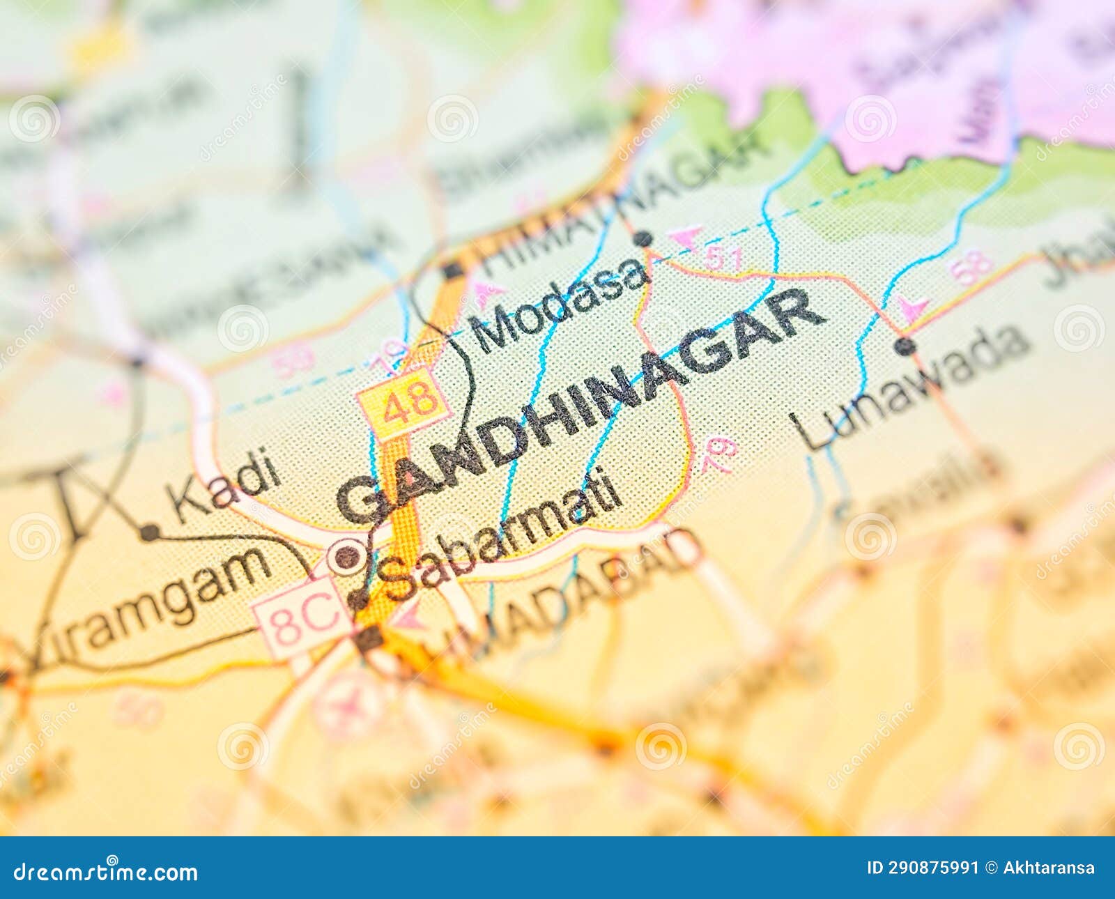 Gandhinagar on a Map of India with Blur Effect Stock Image - Image of ...