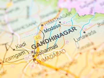 Gandhinagar on a Map of India with Blur Effect Stock Image - Image of ...
