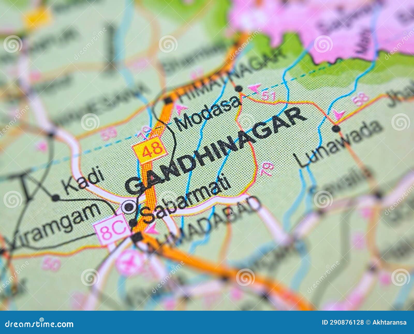 Gandhinagar on a Map of India with Blur Effect Stock Photo - Image of ...