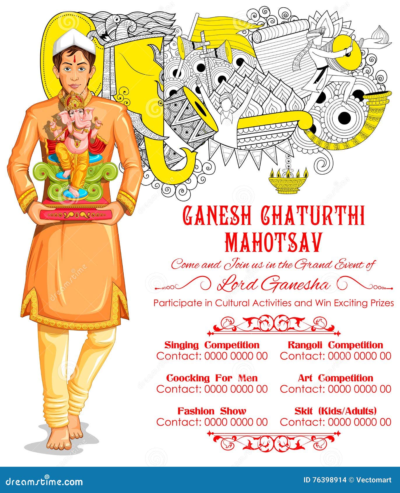 Ganesh Chaturthi Event Competition Banner Stock Vector - Illustration ...