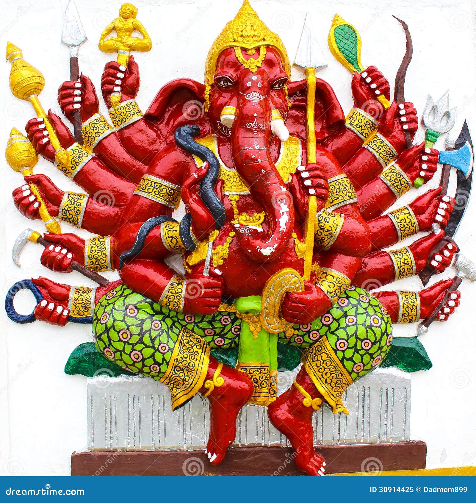 Ganesh in red. stock image. Image of belief, gold, decoration - 30914425