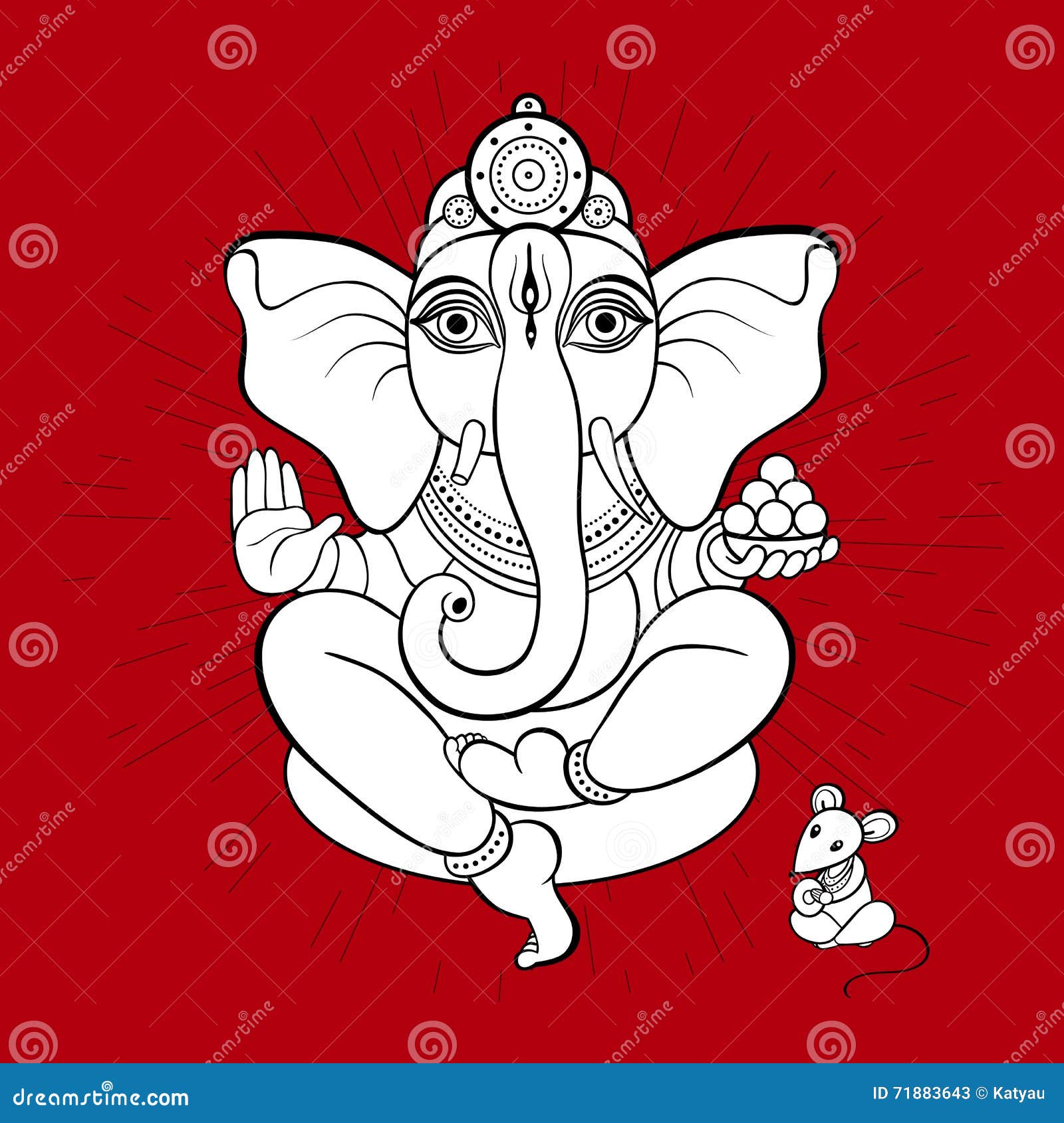 Ganesha and mouse stock vector. Illustration of lord - 71883643