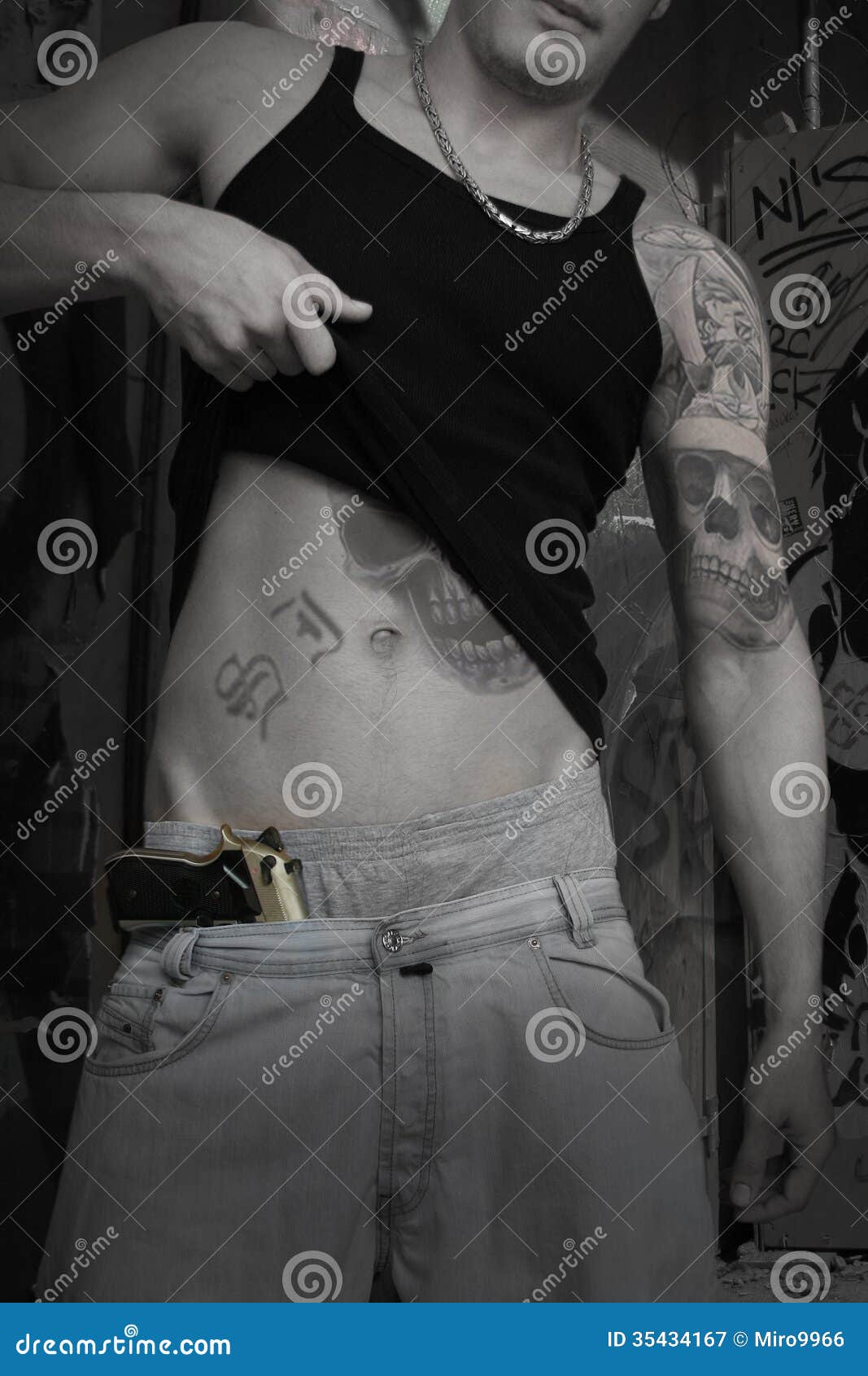 Gang Banger Showing His Gun Stock Image - Image of guns, criminal: 35434167