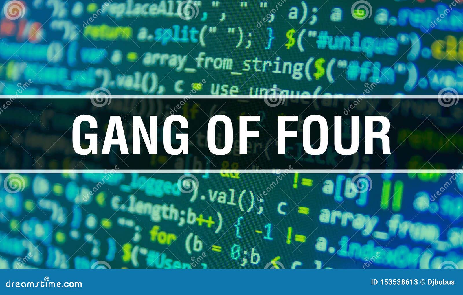 Gang of Four Concept with Random Parts of Program Code. Gang of Four with Programming Code ...