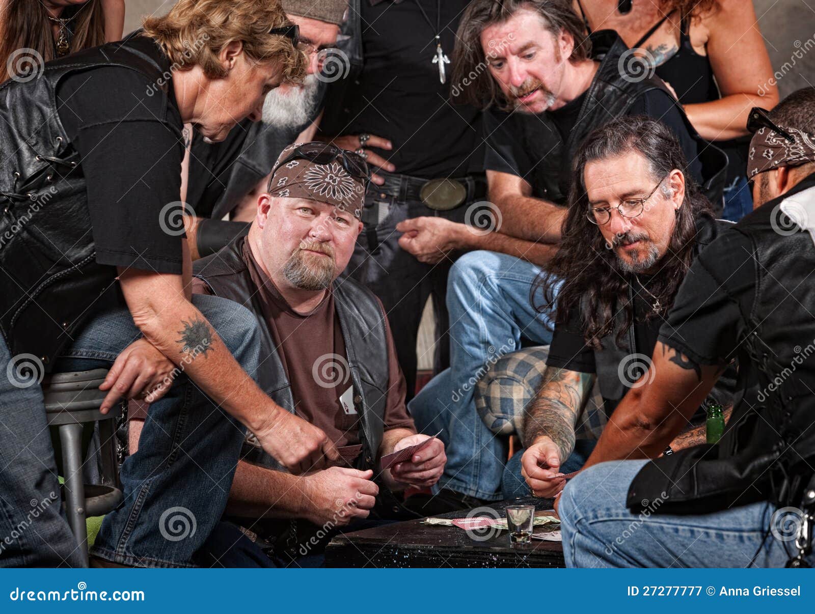 Gang Members Playing Cards stock image. Image of bandanna - 27277777