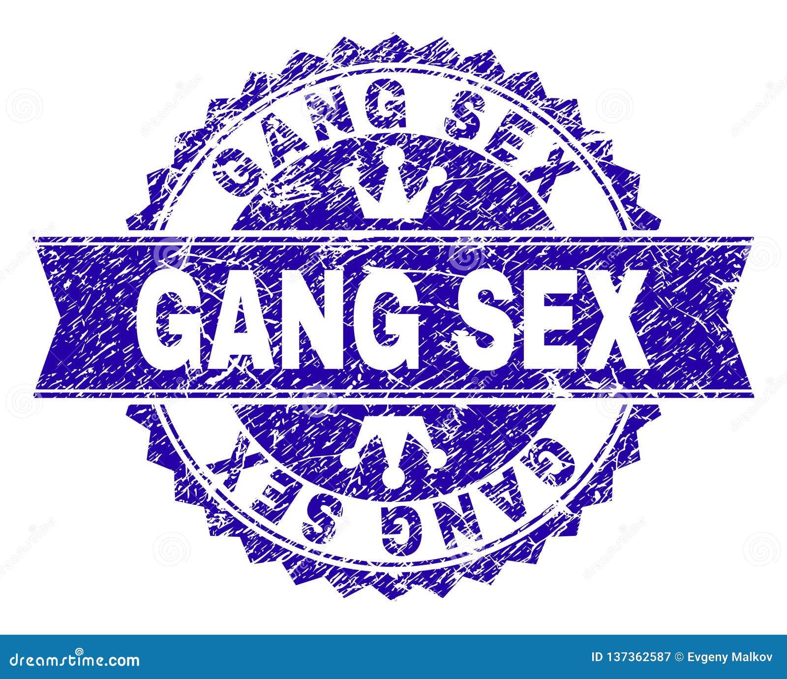 Scratched Textured Gang Sex Stamp Seal With Ribbon Stock Vector