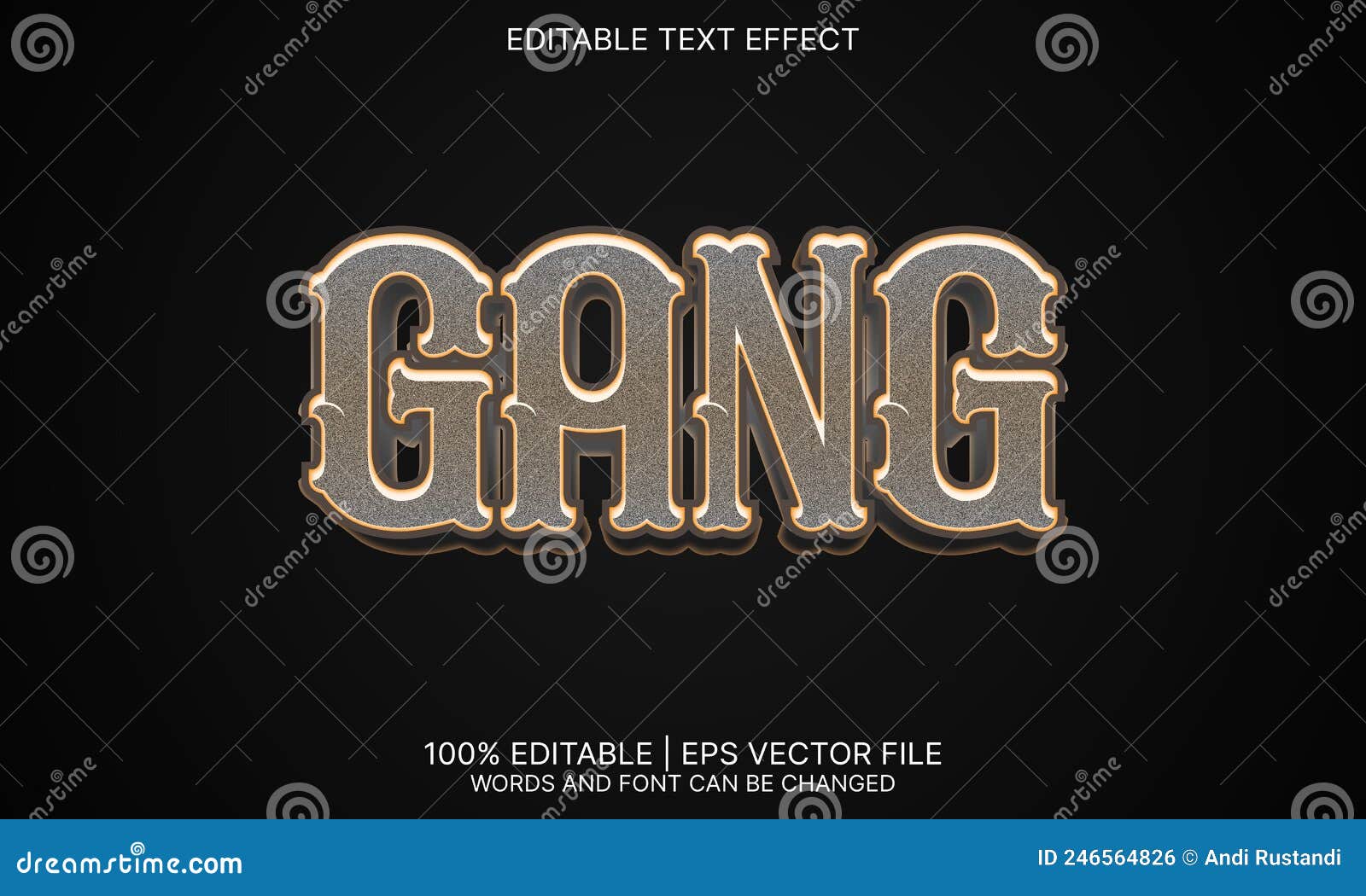 Gang Text Effect Wrapped Grunge Texture Stock Vector - Illustration of ...