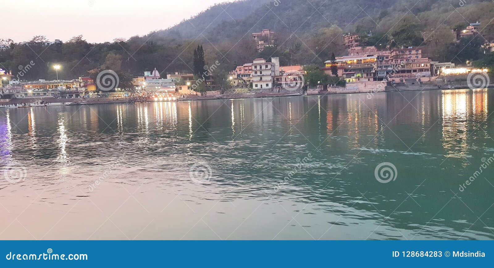 Ganga river in Rishikesh editorial stock photo. Image of fire - 128684283