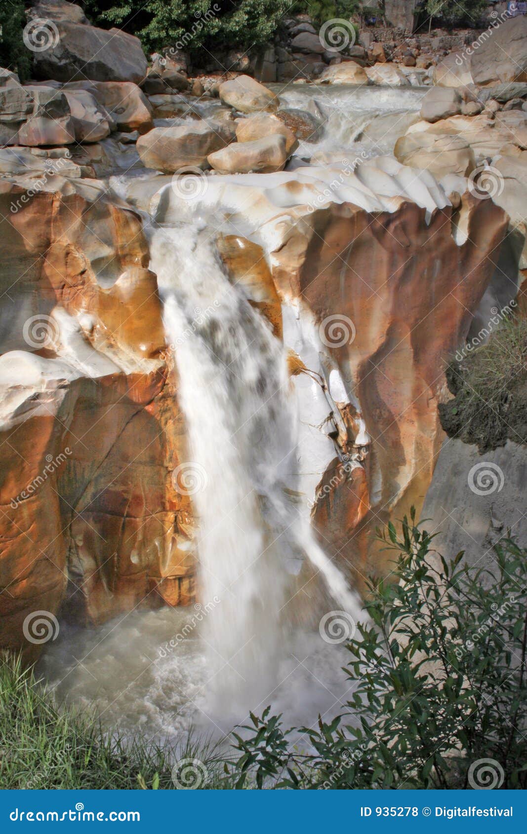 Ganga River Waterfall Thru Volcanic Rocks India Picture. Image: 935278