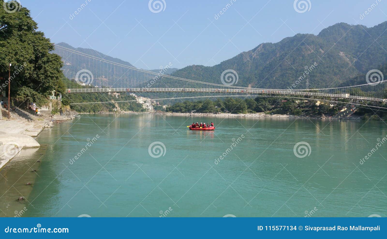 Beautiful Ganges River Flows through Rishikesh, India. Stock Photo ...
