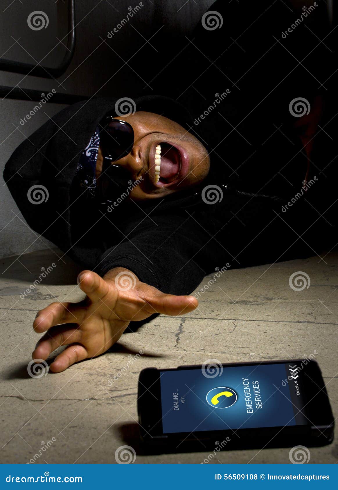 Gangster Calling for Help stock photo. Image of calling - 56509108
