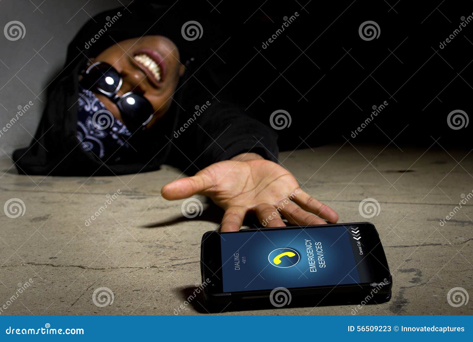 Gangster Calling for Help stock image. Image of hooligan - 56509223