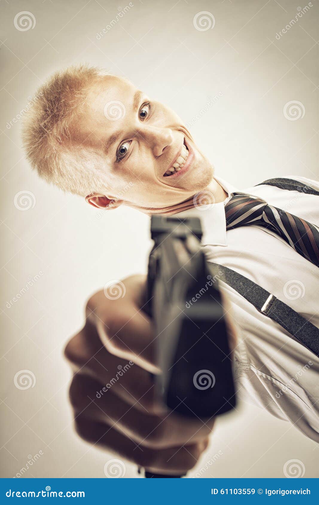 Gangster with gun stock image. Image of handsome, safety - 61103559