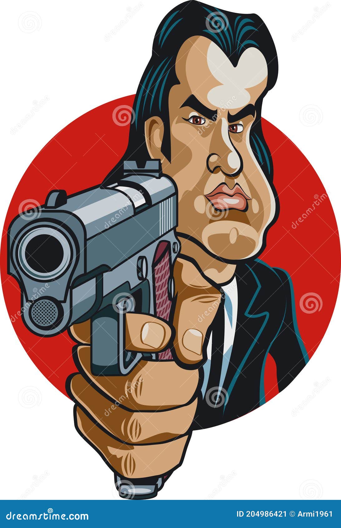 Gangster Hitman Aiming with Colt Pistol Stock Vector - Illustration of ...