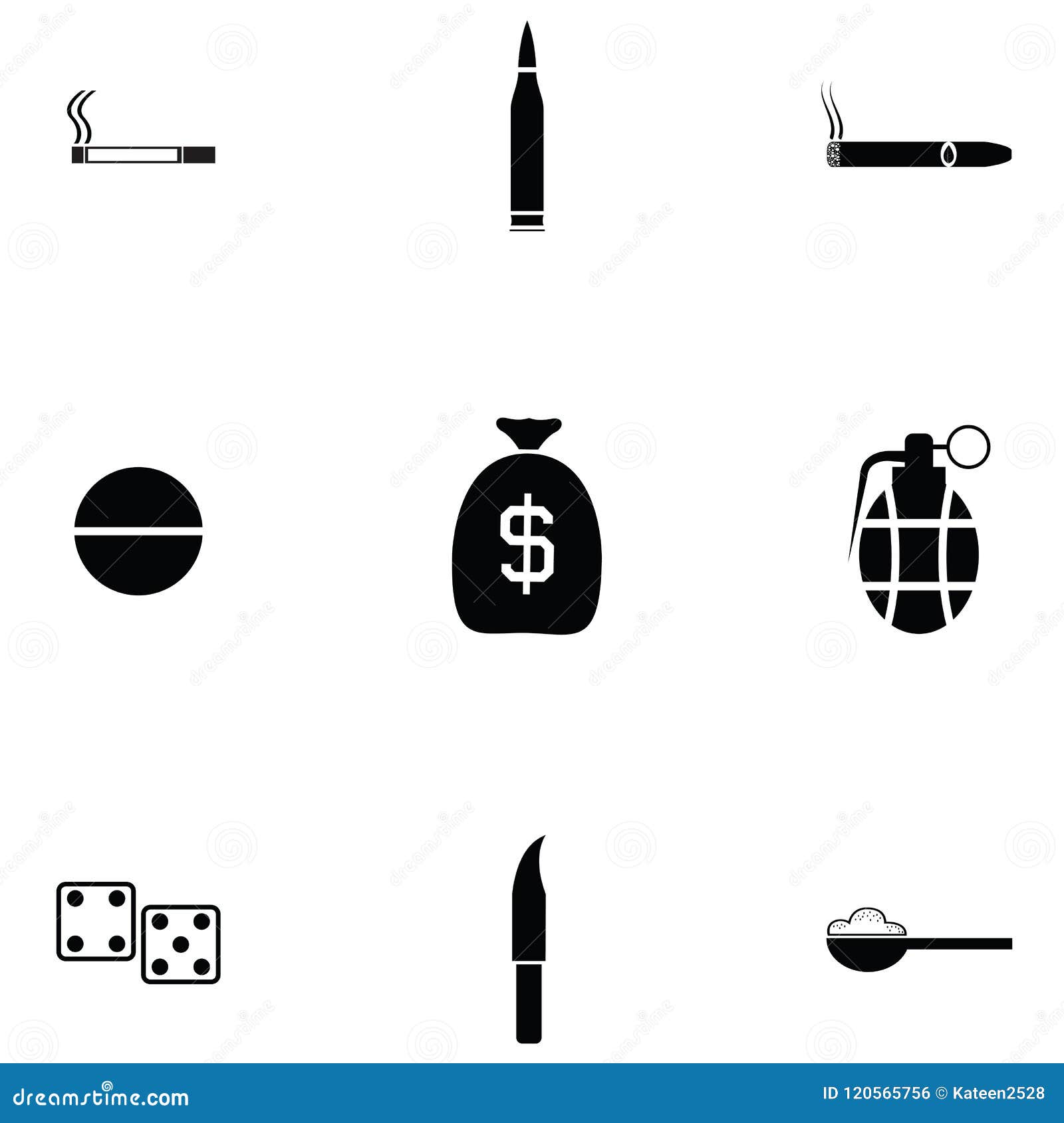 Gangster icon set stock vector. Illustration of thug - 120565756