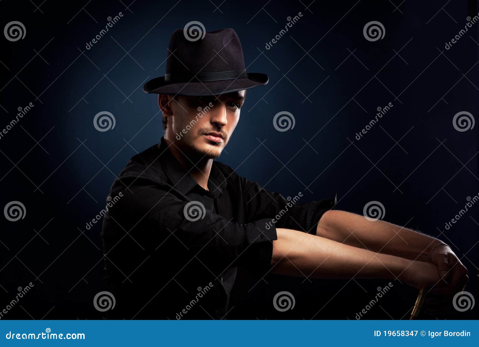 Gangster Look. Man with Hat and Cigar. Stock Image - Image of beauty ...