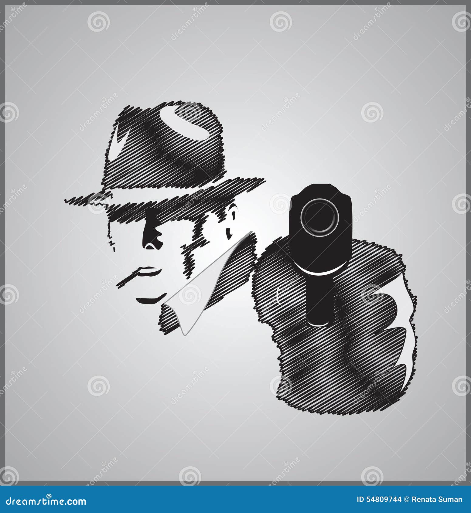 Gangster In Shadow With Gun Vector Illustration | CartoonDealer.com ...