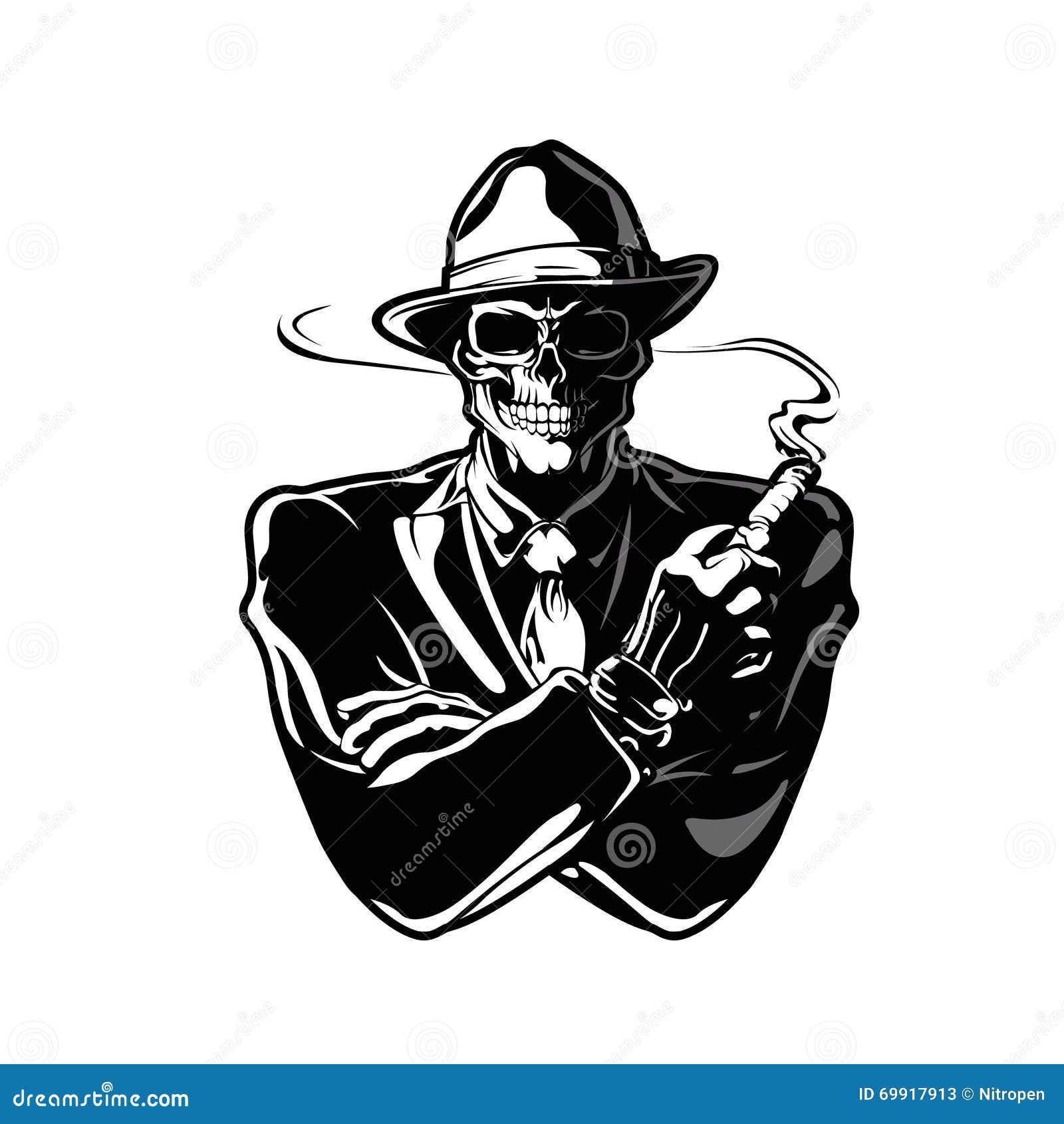 Gangster skull cartoon stock illustration. Illustration of gangster ...