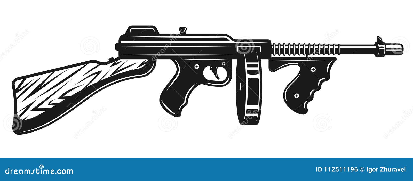 Gangster With A Shotgun Vector Illustration Isolated On White 182719869