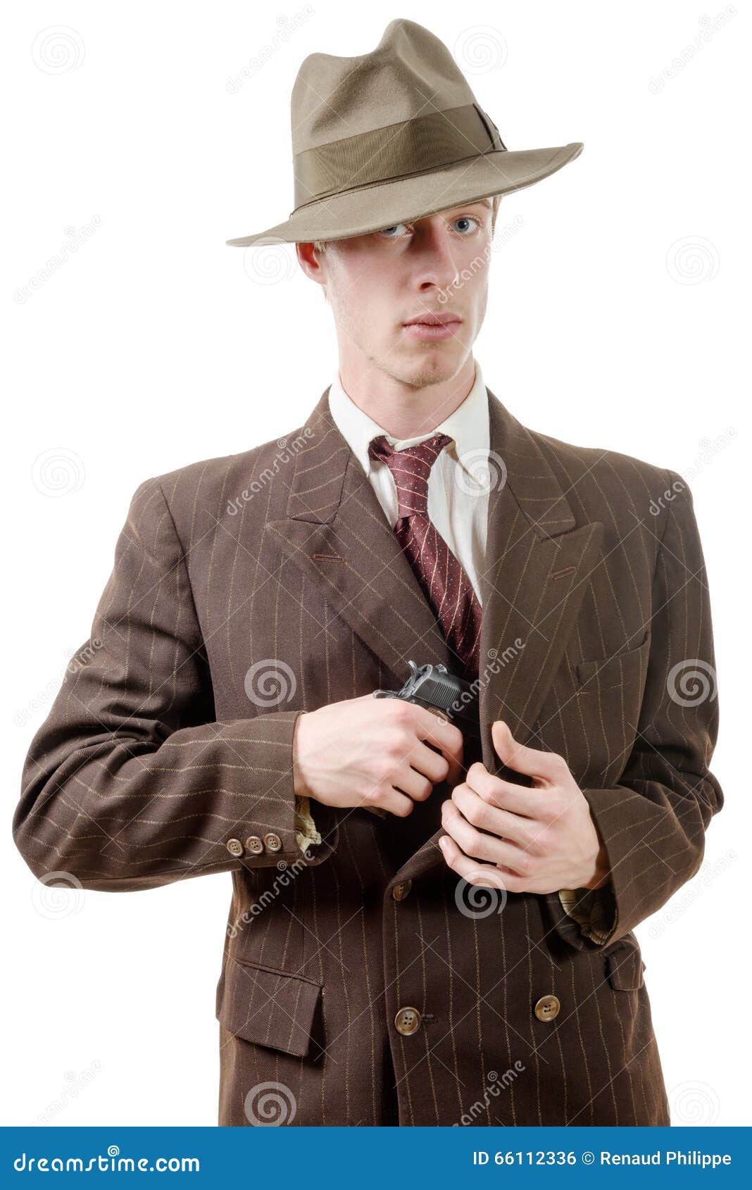 Gangster in a Suit Vintage, with Handgun Stock Photo - Image of agent ...