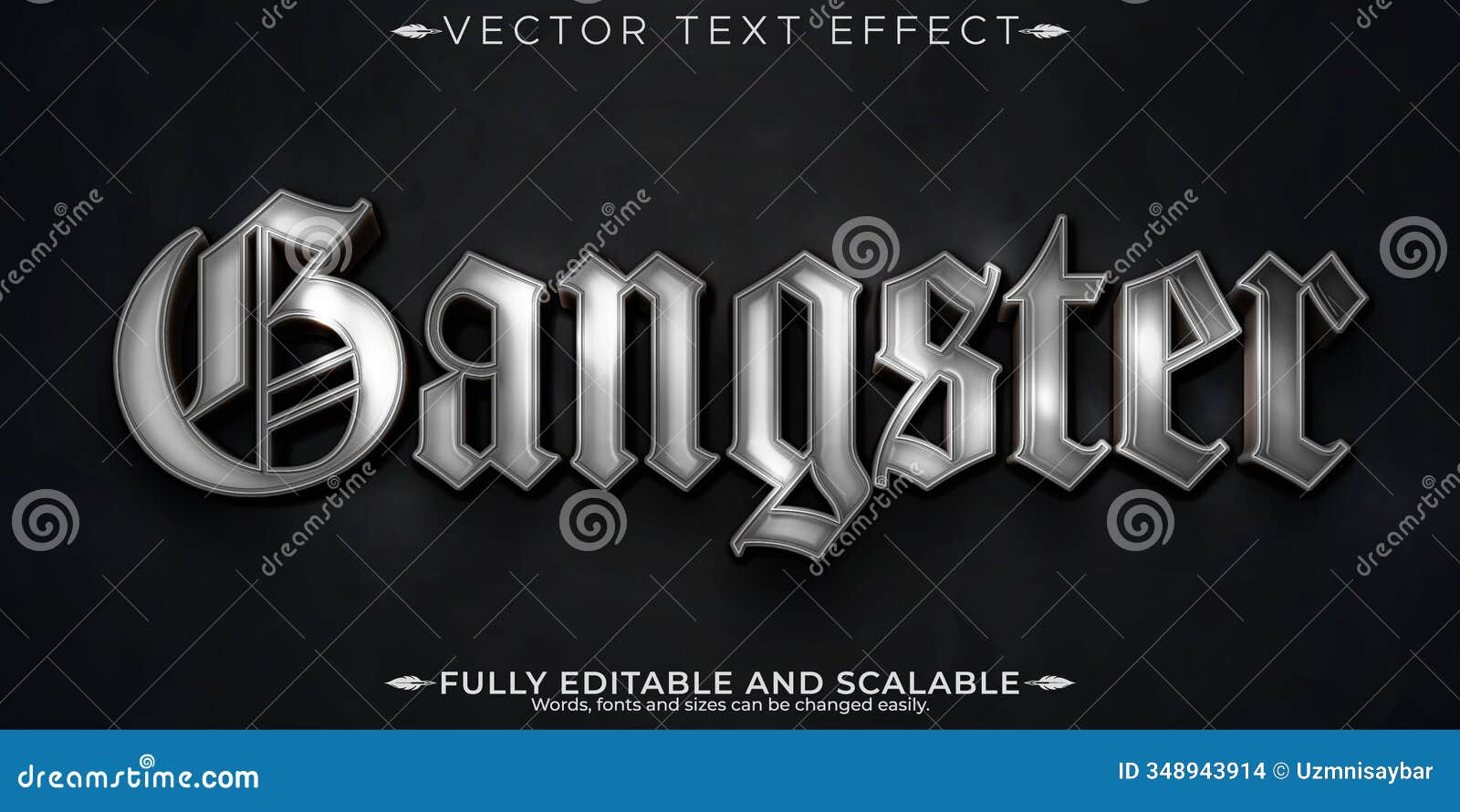 Gangster Text Effect, Editable Metallic and Shiny Text Style Stock ...