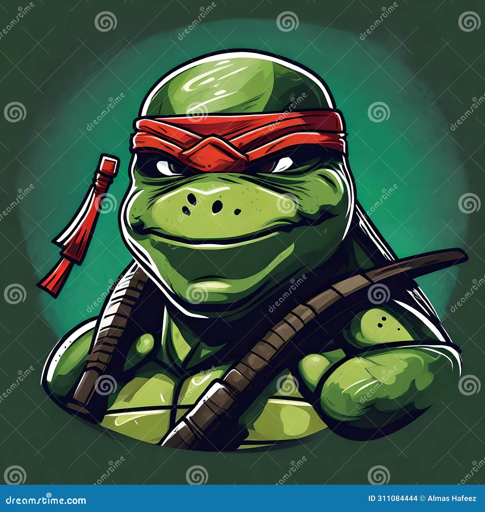 Gangster Turtle: Vector Art Illustration of Ninja Turtle in Humanoid ...