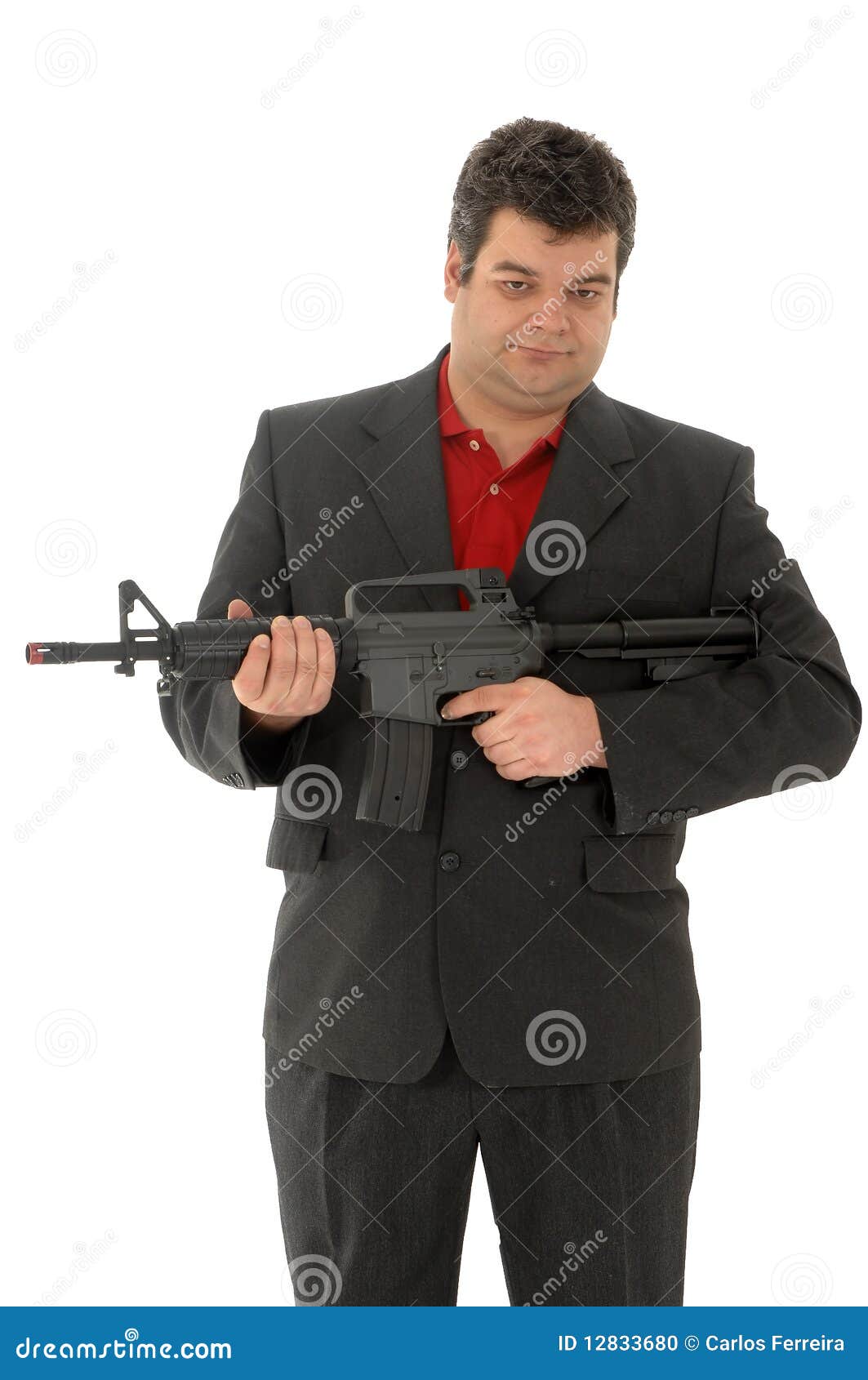 Gangster whit a m4-rifle stock photo. Image of fear, human - 12833680