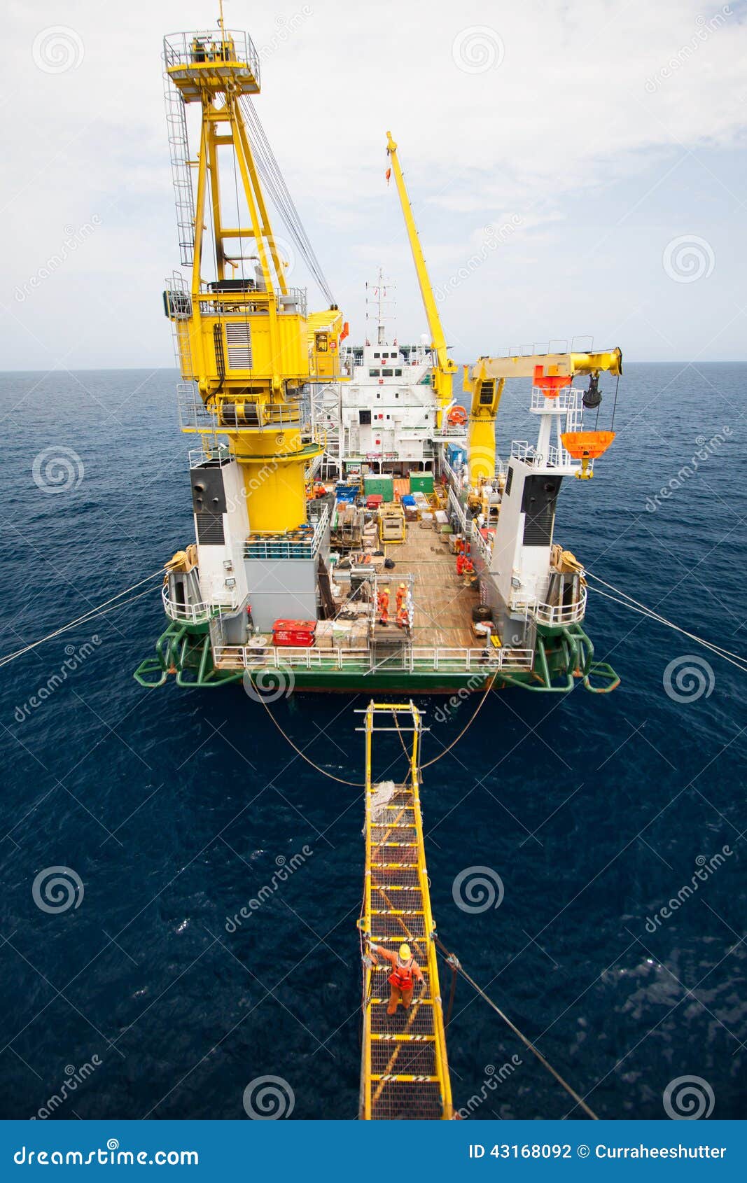 Gangway between Barge and Oil and Gas Platform, Worker Walked Passed ...
