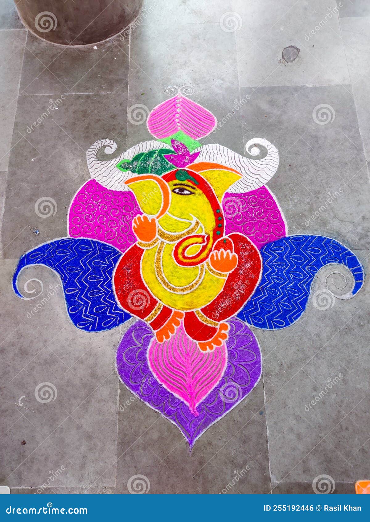 Ganpati Bappa Rangoli Design Handcrafted Decoration Stock Photo - Image ...