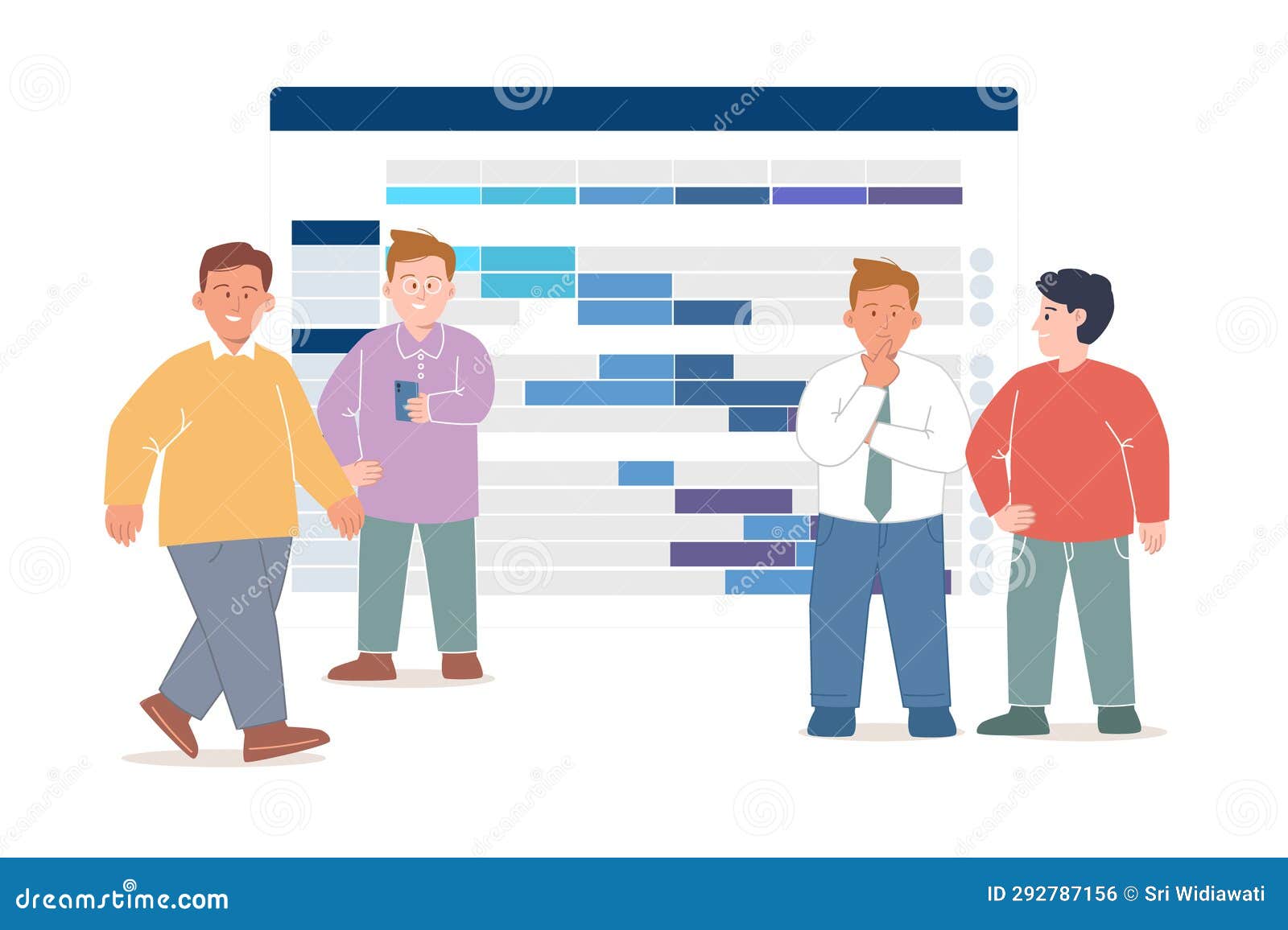 Gant Chart Project Management Team Discuss Task Schedule Teamwork ...
