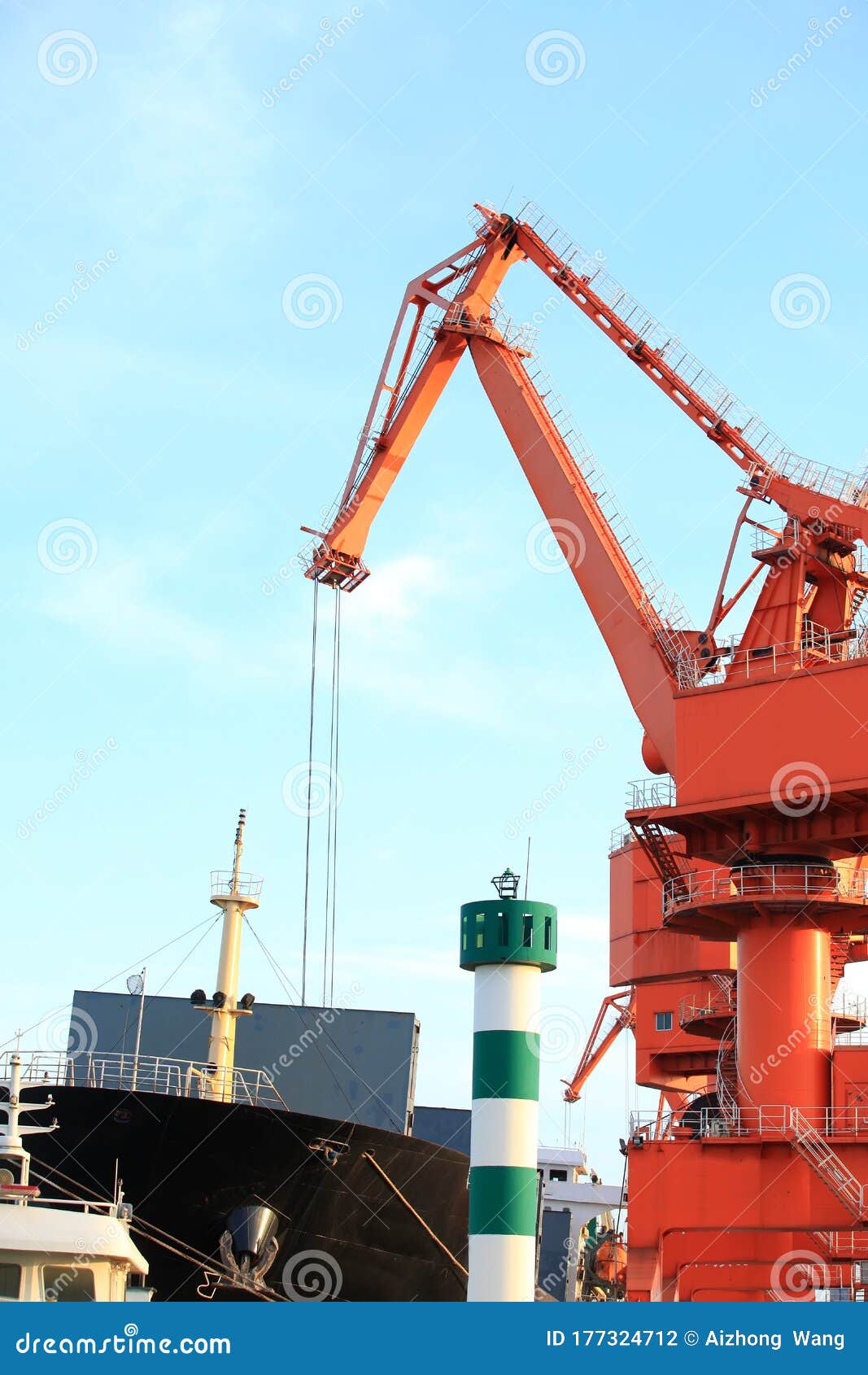 Gantry crane and ship stock photo. Image of heavy, construction - 177324712