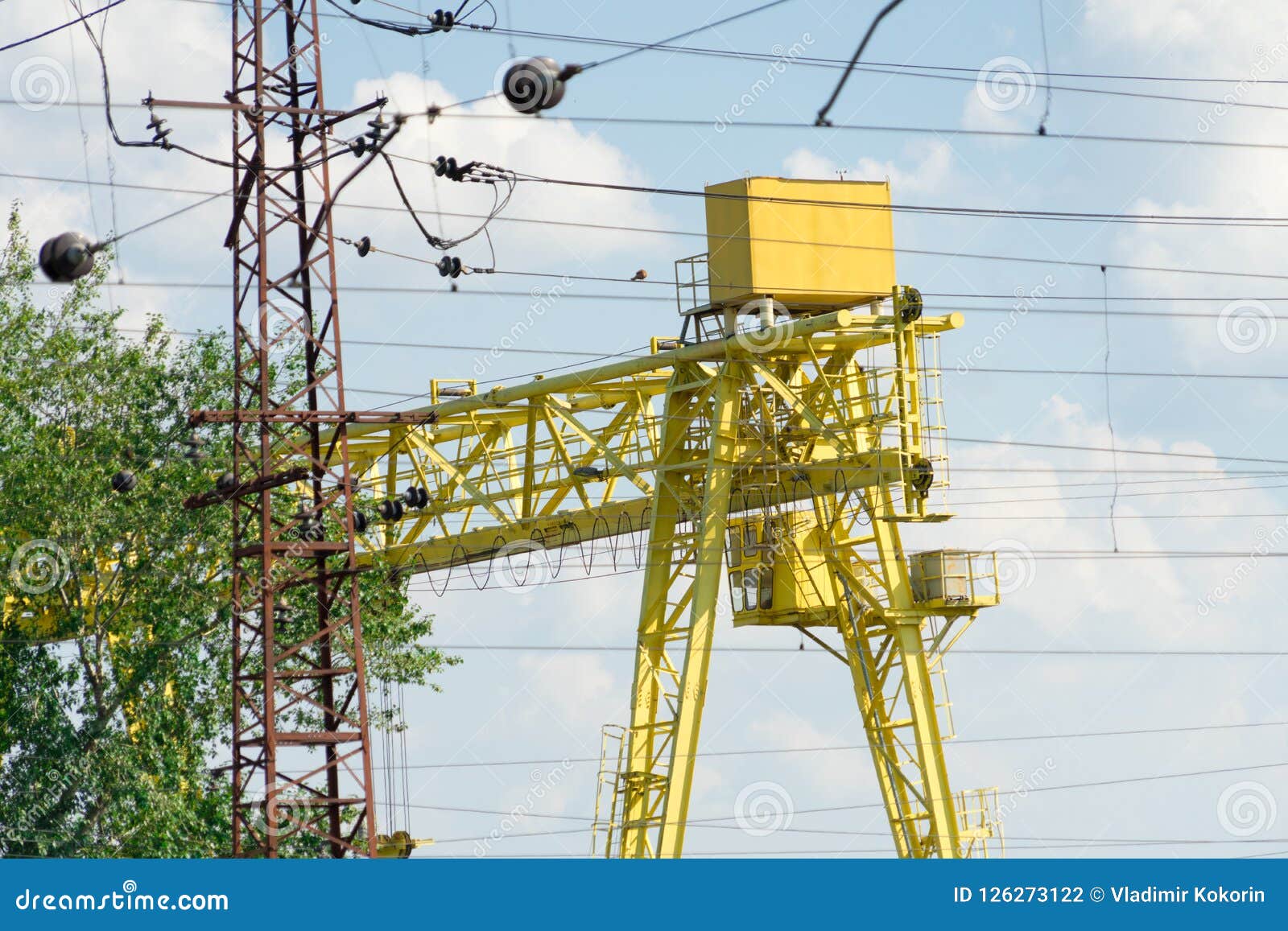 Gantry Crane for Unloading Wagons on the Railway. Stock Photo - Image ...