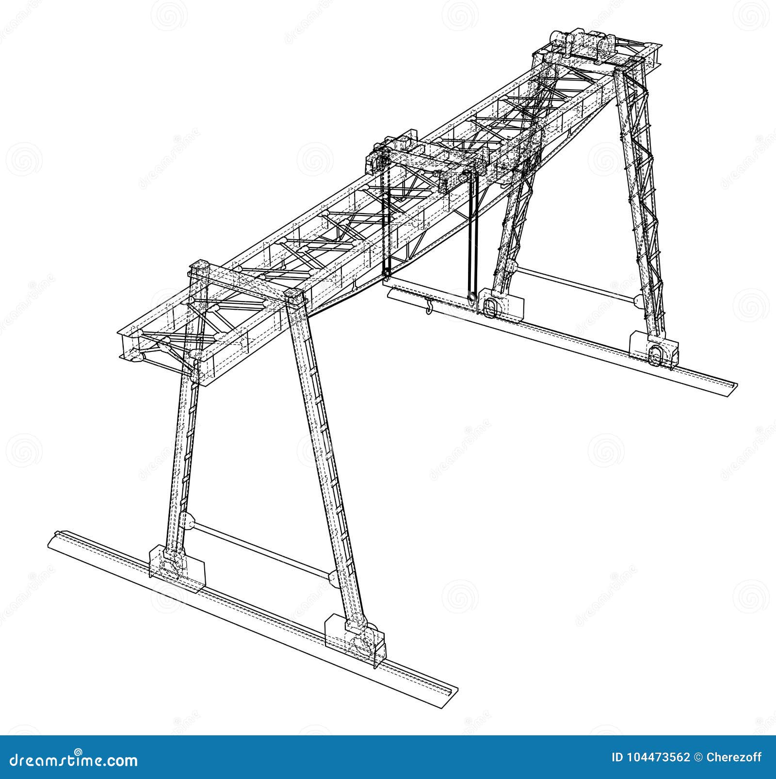 Gantry crane. Wire-frame stock vector. Illustration of power - 104473562