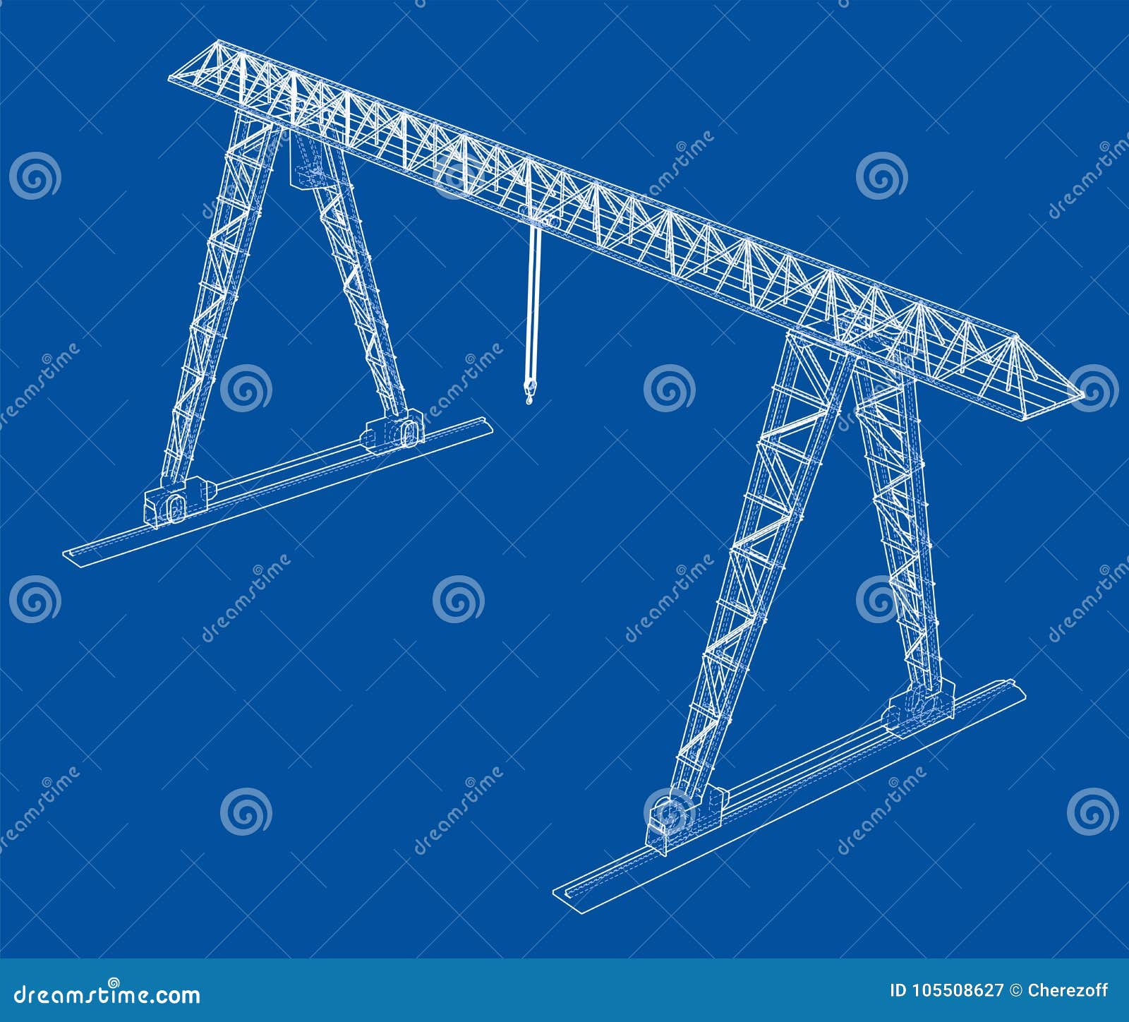Gantry crane. Wire-frame stock vector. Illustration of gantry - 105508627