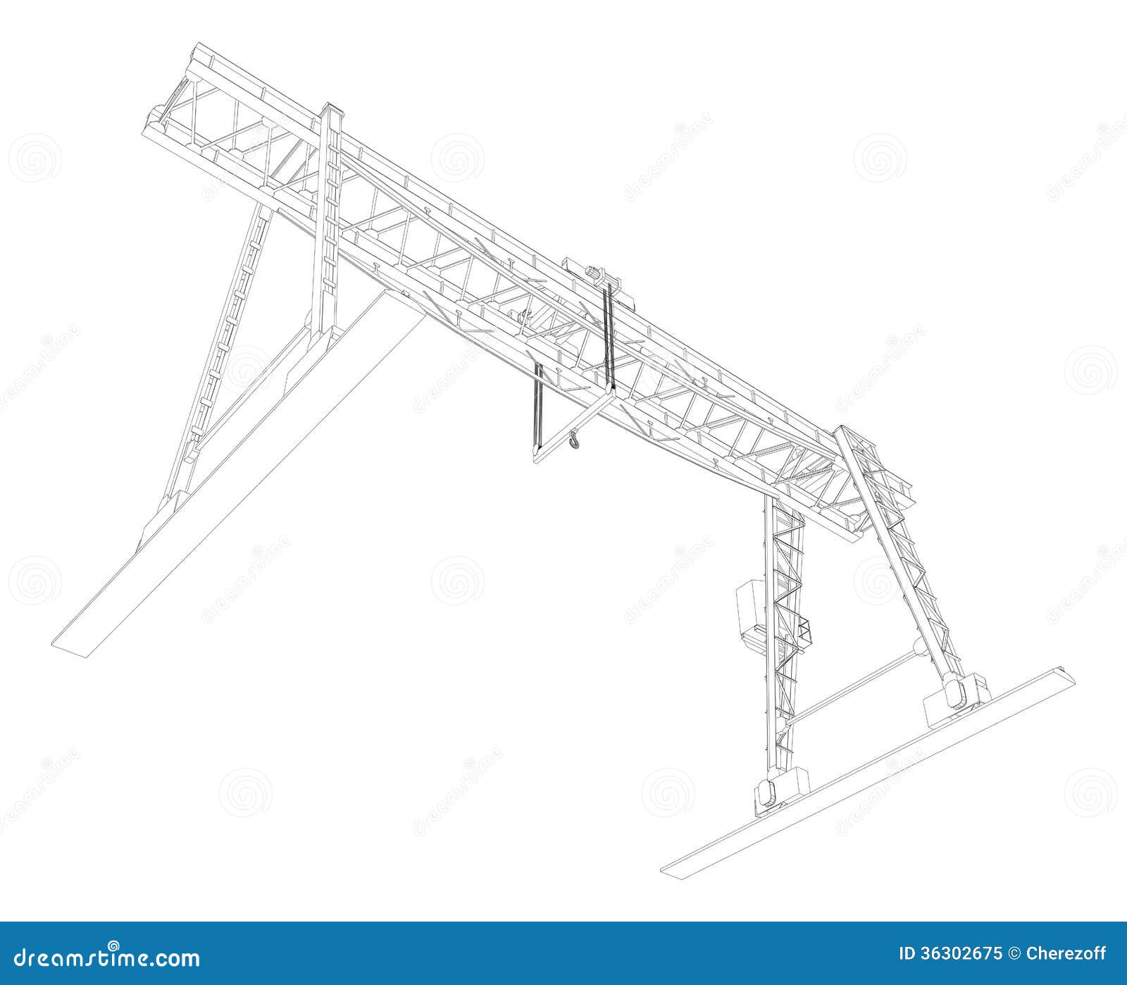 Gantry crane. Wire-frame stock illustration. Illustration of drawing ...