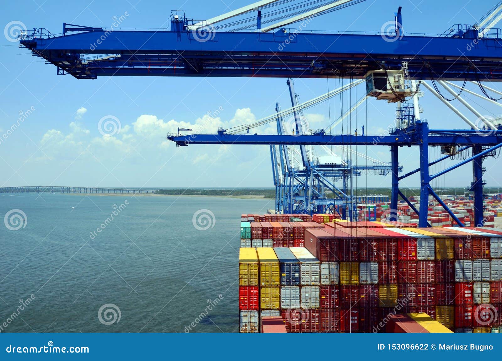 Gantry Cranes are Loading Cargo on the Container Ship in Port of ... Gantry Cranes are Loading Cargo on the Container Ship in Port of ...