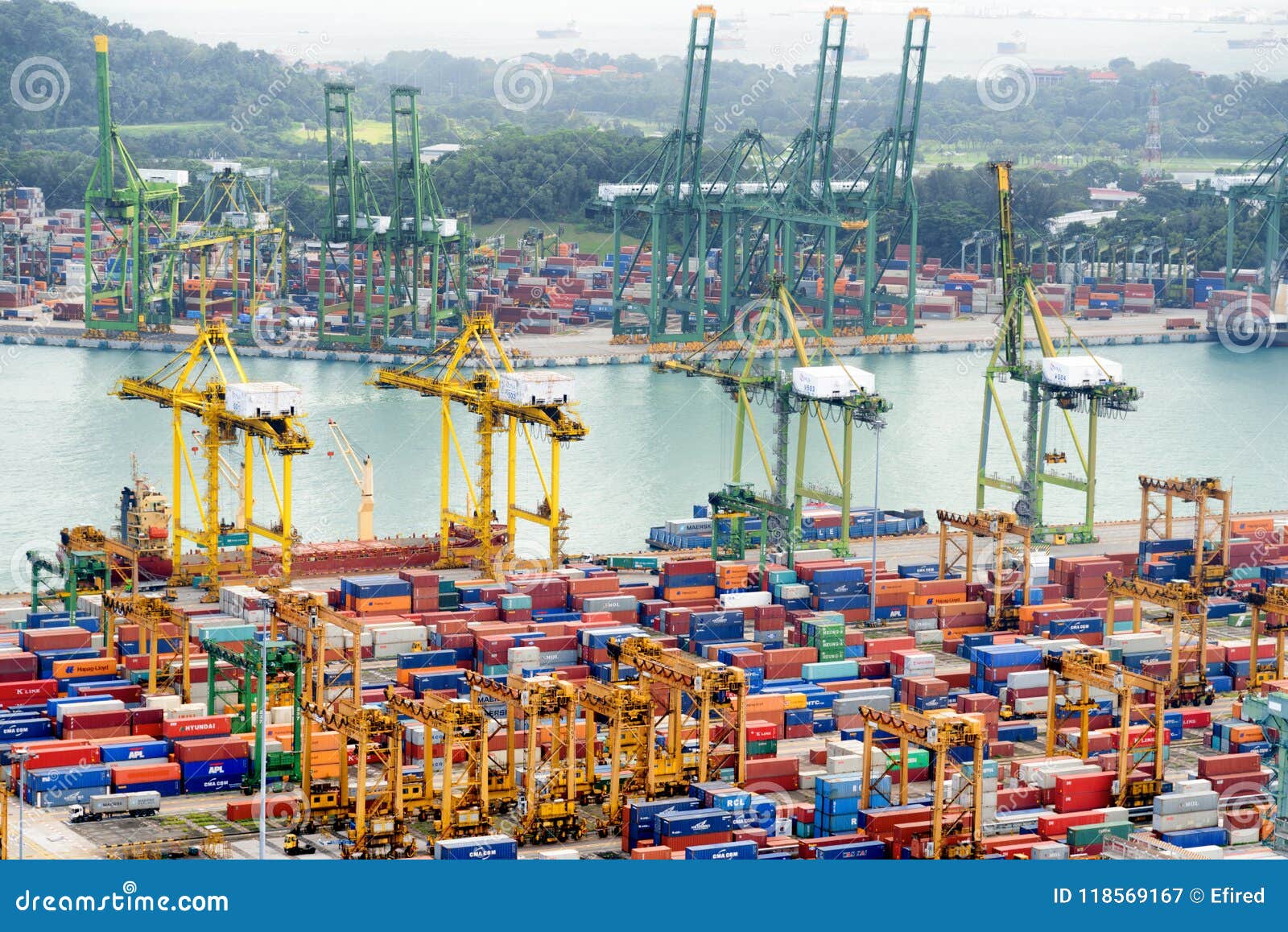 Gantry Cranes Loading and Unloading Ships, the Port of Singapore ... Gantry Cranes Loading and Unloading Ships, the Port of Singapore ...