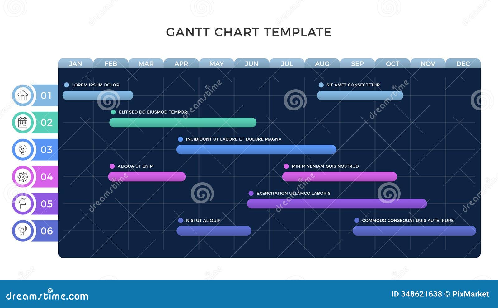 Gantt Chart stock illustration. Illustration of agenda - 348621638