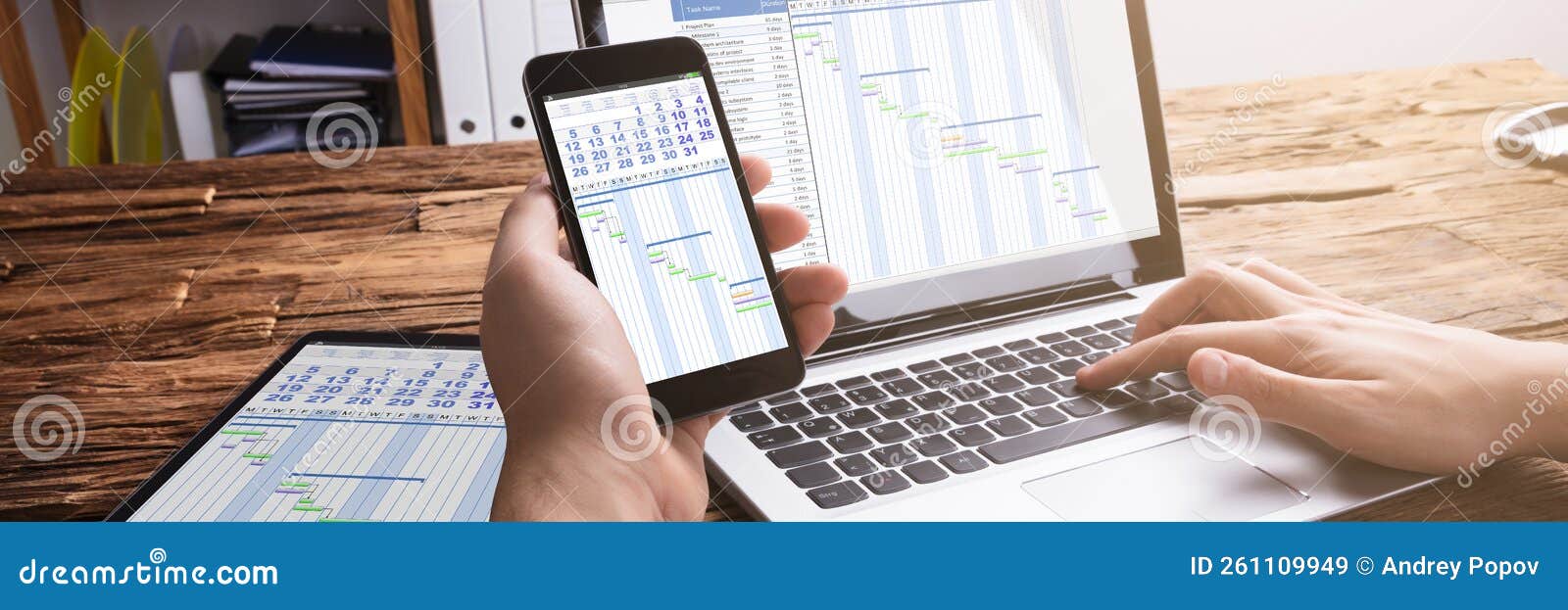 Gantt Chart on Smartphone stock image. Image of diary - 261109949