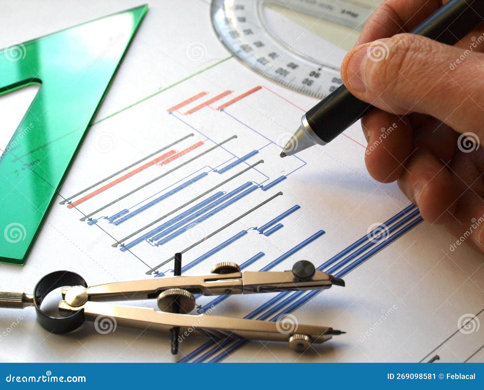 Gantt Chart Timeline Diagram Stock Image - Image of accounting, paper ...