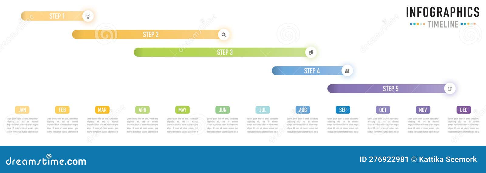 Gantt Chart Timeline 12 Months Infographic For Business Presentation ...